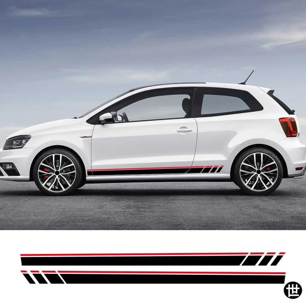 VW フォルクスワーゲン ポロ 6R 6C 9N2 9J GTI カーサイドステッカー 2枚入り 自動車カスタム PVC レーシングスタイル デカール カーチューニングアクセサリー特徴：-100%新品、高品質-精巧なデザインで、あなたの人生...