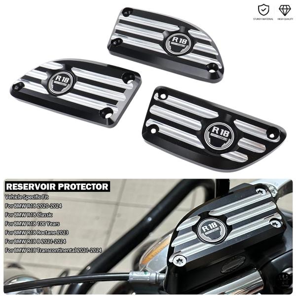 状態：100%新品材質：アルミニウム取り付け位置：ブレーキクラッチリザーバー表面処理：ブラックアルマイト処理製造工程：フライス加工特徴：装飾色：ブラック+シルバー掲載画像と実際の色は5%程度異なる場合があります適合車種：BMW R18 20...