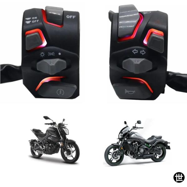 材質：ABS樹脂ハンドルバー穴径：78インチ(22MM)機能：ロービームハイビームスイッチ、ホーンスイッチ、ウィンカースイッチ、電動スタートスイッチ、ヘッドライトオンオフスイッチ、フレームアウトスイッチサイズ：写真で詳細をご確認くださいライ...