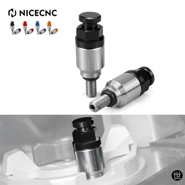 材質：ステンレススチール＆アルミニウム-- 色：写真の通り-- ボトルサイズ：M4X0.7ピッチ-- フォークをボルトで簡単にアップグレードできるパーツの一つ-- 工具なしでエア抜きが可能-- エアの蓄積による異音を軽減-- 加工のアルマイ...