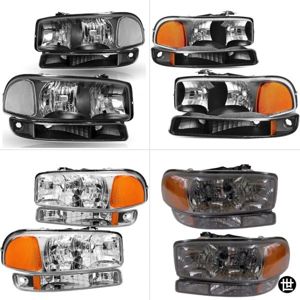 GMC 1999-2000年式 シエラ1500 ユーコンXL1500 デナリ ヘッドライト(ペア) USA規格純正ハロゲン セミアセンブリ 自動車部品OEM番号：GM2502188