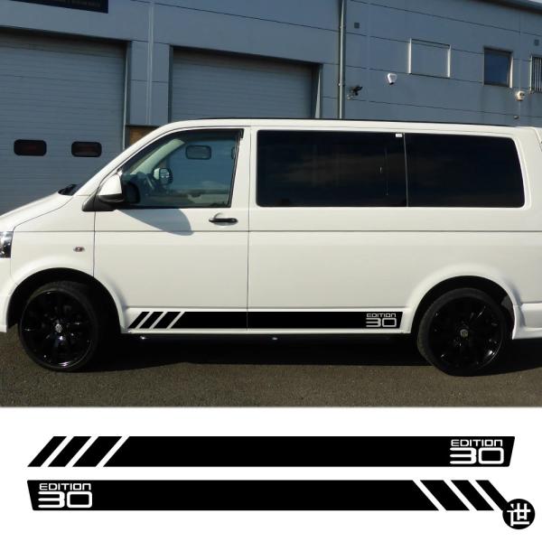 バス カリフォルニア T6 30エディション カードアサイドスカートストライプステッカー 2枚入り フォルクスワーゲン VW マルチバン トランスポーター T4 T5 T6 アクセサリー特徴：100％新品、高品質機能：粘着式で剥がせる、耐熱...