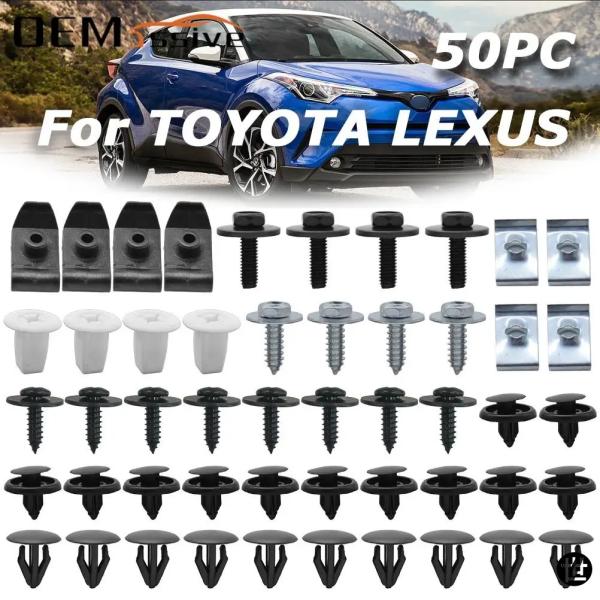 材質：金属、プラスチックサイズ：写真の通りパッケージ内容：プラスチックと金属製の留め具50個トヨタ車の95%に適合レクサス車の95%に適合特徴：素材を使用し、耐久性、耐摩耗性、耐腐食性に優れていますバンパー、フェンダー、エンジンシールド、ス...