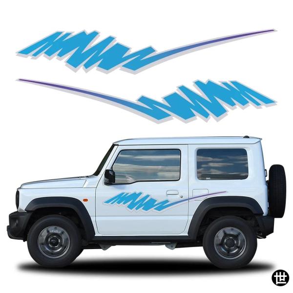 スズキ ジムニー JB64W JB74W 車ドアサイドステッカー ボビーストライプ デカールキット 防水ビニールフィルム 車外装アクセサリー 2枚入りパッケージ内容：車ドアサイドステッカー 2枚取り付け方法：1. 車の表面をきれいにし、乾い...