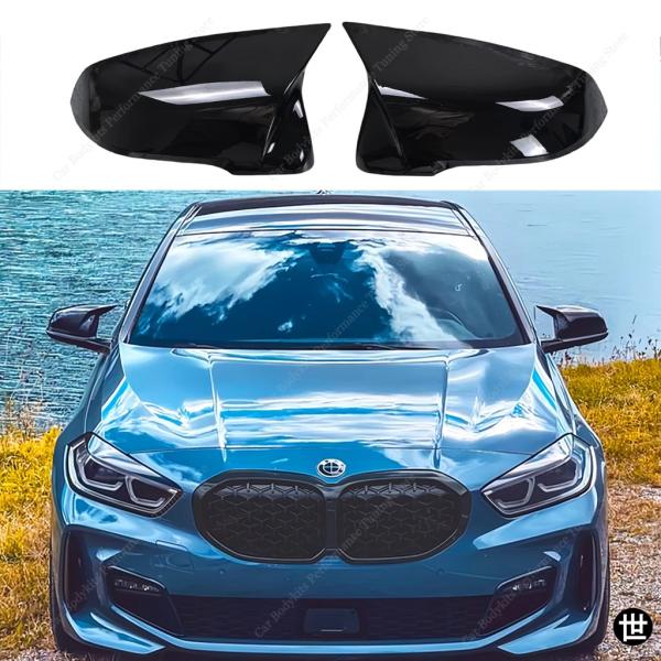 BMW F40 116i 116d 118i 120i 128ti 2019-2024 チューニング用 Mスタイル グロスブラック 車用リアビューミラーカバーキャップトリムシェルフレーム 2個