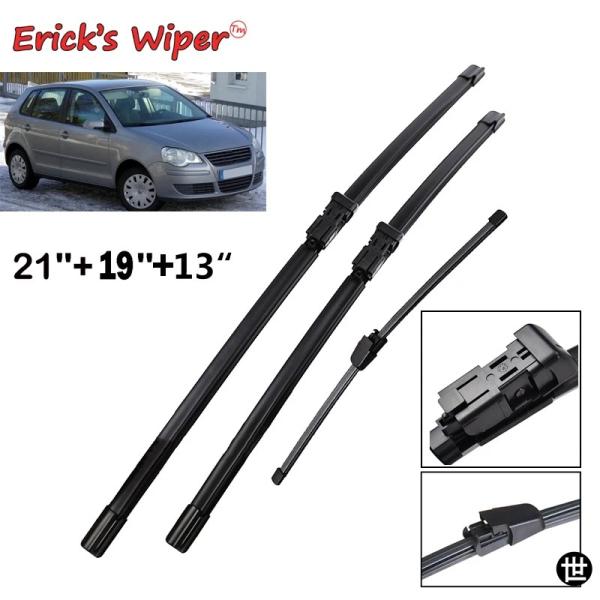 Erick's Wiper製フロント＆リアワイパーブレードセット（VW Polo 4ハッチバック Typ 9N3 2006 - 2009年式用、フロントガラス/フロントガラス/ウィンドウ 21"+19"
