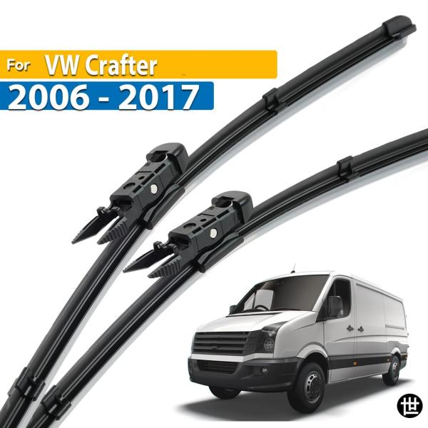 VW Crafter 2006 - 2017用フロントワイパーブレード フロントガラス 窓拭き 車の雨よけブラシ 自然素材 26インチ+24インチ