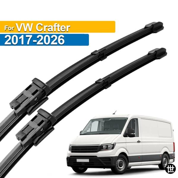LHD フロントワイパーブレード VW Crafter 2017 - 2026 用 フロントガラス フロントスクリーン クリーン ウィンドウ カー レインブラシ 28インチ+