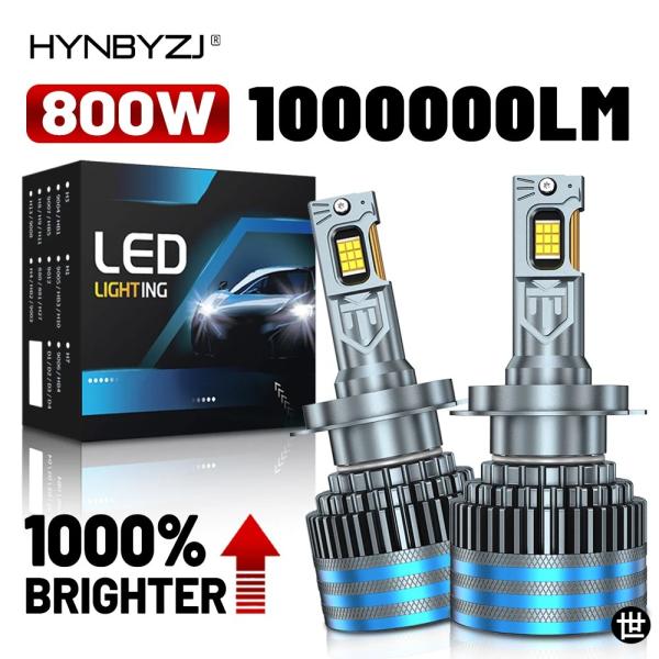 2個入り 800W H7 H4 LEDヘッドライトバルブ H1 H11 9005 9006 9012 9007 H13 超高輝度 1000000LM オートターボフォグランプ ハイロービーム 12V