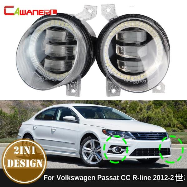 フォルクスワーゲン VW CC パサート CC R-LINE 2012-2016 用 エンジェルアイ LED フォグランプ DRL デイタイムランニングランプ 9006 2個セット フェイスリフトモデルには不適
