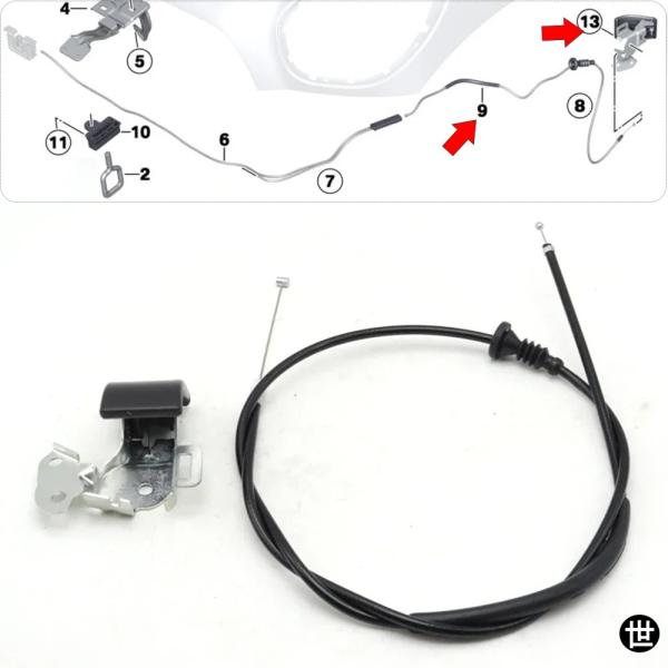 BMW COUNTRYMAN R60 2009-2016 PACEMAN R61 2011-2015 用リアエンジンフードロック解除プルハンドルケーブル