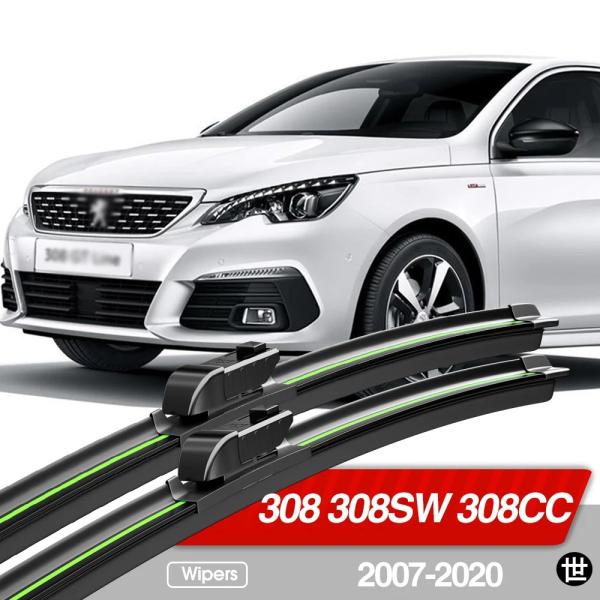 プジョー308 308SW 308CC 2007-2020用 フロントガラスワイパーブレード 2個 フロントガラスウィンドウアクセサリー 2008 2010 2013 2014 2018