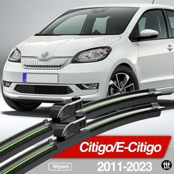 SKODA CITIGO E-CITIGO 2011-2023用フロントガラスワイパーブレード2個セット(フロントガラス用アクセサリー)2012 2013 2014 2017 2018 2020