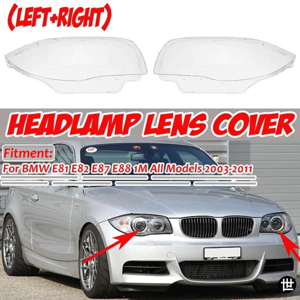 BMW 1シリーズ E81 E82 E87 E88 2003-2011用 フロントヘッドライトレンズカバー 1ペア クリアカーヘッドランプシェル 透明ランプシェード