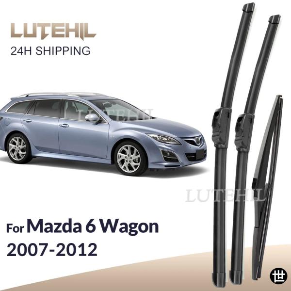 マツダ6ワゴンGH1 2007-2012 2008 2009 2010用 フロント＆リアワイパーブレード フロントガラスフロントガラスウィンドウブラシ 24インチ+16インチ+12インチ