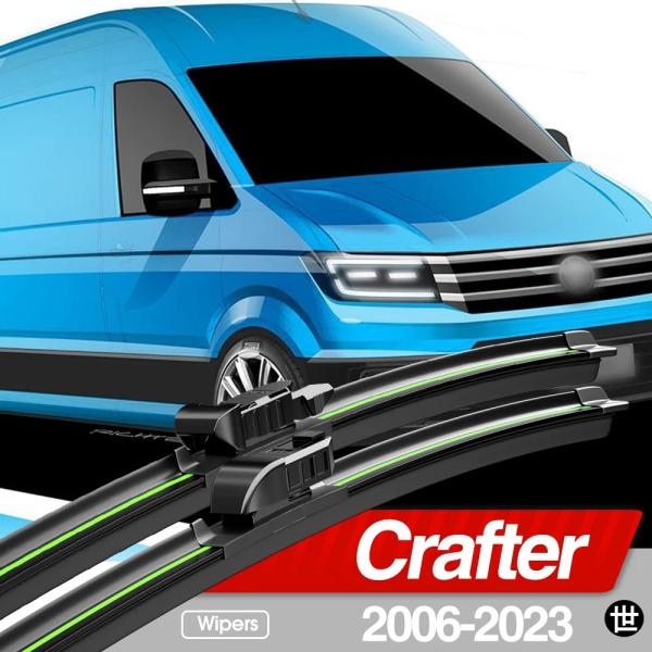 VW CRAFTER 2006-2023用フロントガラスワイパーブレード2個セット、フロントガラスウィンドウアクセサリー 2007 2016 2017 2019 2021 2022