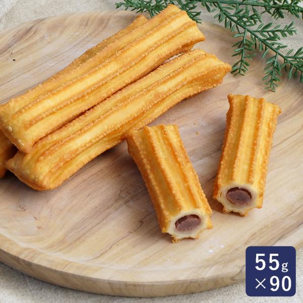 加熱後摂取冷凍食品（凍結前未加熱）スペインのお菓子で定番の『チュロス』をお家で簡単に楽しめます。もっちりとした食感生地に甘さ控えめのあんを包み込んでいるので、優しい口当たりで飽きることなく食べられます。解凍せずに冷凍のまま油で揚げるだけで、...