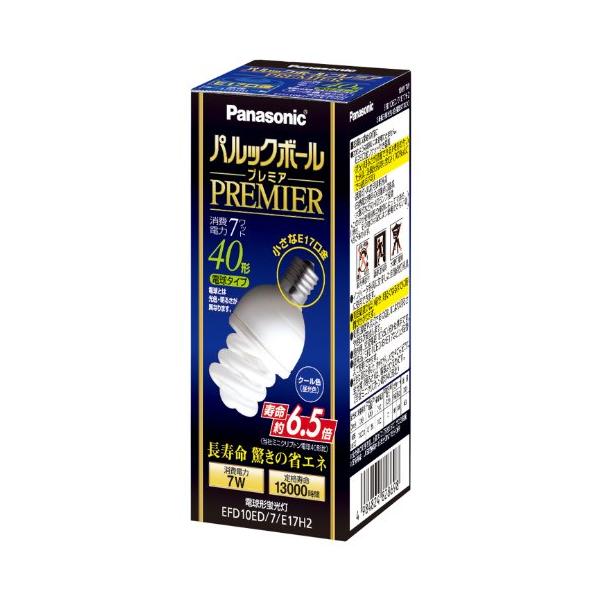 Panasonic ※返品交換不可※【商品詳細】当社独自のらせん加工技術の更なる進化により、より細くて長いスパイラル発光管をコンパクトに巻き上げることで、消費電力７ワットで電球４０形（３６Ｗ）とほぼ同じ明るさの省エネ化を実現。新４重コイルの...
