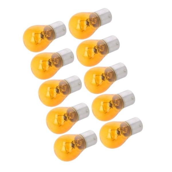 自動車、旧車、バイクなどの補修用に ※返品交換不可※【商品詳細】商品名：シグナルランプ PY21W販売単位：10個ガラス球(仕上/径)：クリア/25±1mm全長：49.5±2mm口金：BAU15S定格電圧：12V DC定格消費電力：21W用...