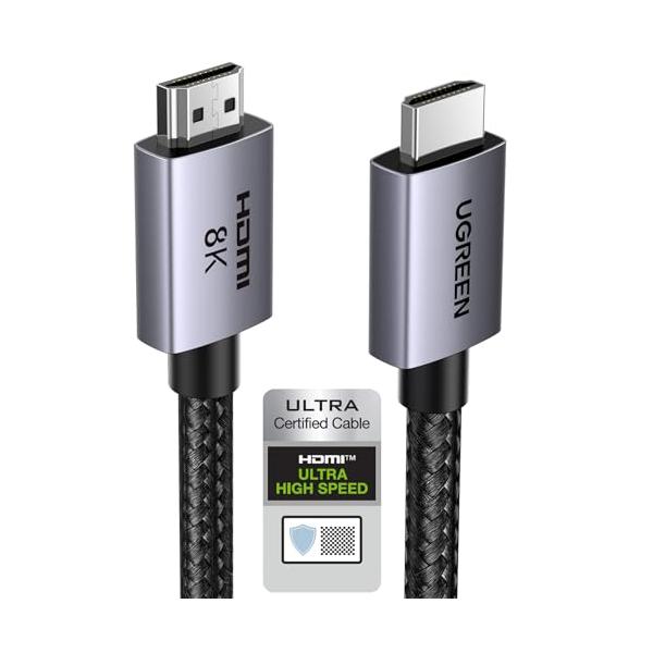 スペースグレー/0.5M/25907・Size:0.5M・パッケージ個数:1・【HDMI2.1認証取得済み】UGREEN 8K HDMI2.1ケーブルは10K、8K@60Hz UHDビデオ、4K@240Hz、120Hz、2K、1080P、4...