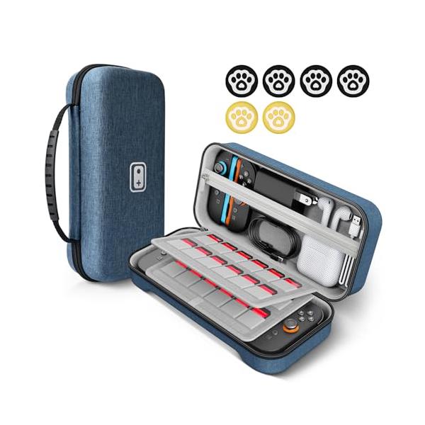 大容量01-ブルー/-/LG-0008・Color:01-ブルー・【Switch 2完全保護 &amp; 大容量収納】ニンテンドースイッチ2ケース専用設計！高密度EVA+ナイロン素材で衝撃・水濡れ・汚れを完全シャットアウト。スイッチ2ケース...