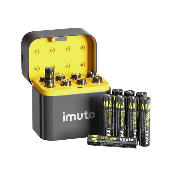 -/16本単四＋充電器/-・Size:16本単四＋充電器・パッケージ個数:1・「単4リチウム充電電池」 imuto 単4リチウムイオン充電池（1300mWh×16本）は、大容量で超長待機時間を実現。何度も繰り返し充電して使用でき、電気代の節...