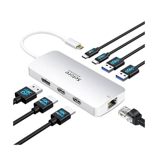 シルバーホワイト/8 in 1 2HDMI＋DP＋LAN/-・Size:8 in 1 2HDMI＋DP＋LANColor:シルバーホワイト・【8in1 USB C ドッキングステーション】この多機能ドッキングステーション hdmi 2つは2...