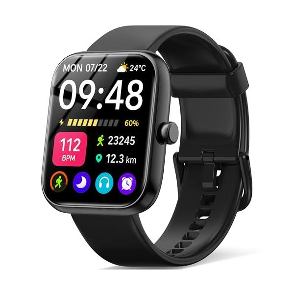 ブラック（Black）/L/IDW25・Color:ブラック（Black）・【Bluetooth 5.3通話＆メッセージ通知をもっと快適に】スマートウォッチは高性能マイクとスピーカーを内蔵しており、Bluetooth 5.3を介してスマート...