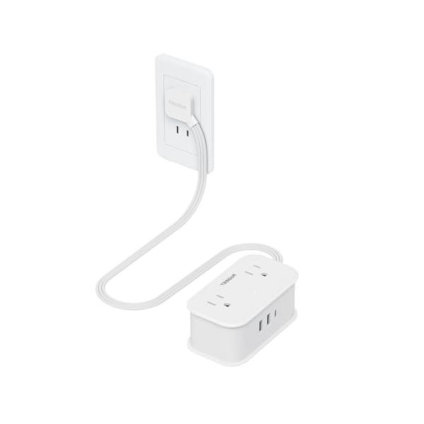 ?ホワイト+方型?ホワイト/0.5m/TS-1024-C-JP・Size:0.5mStyle:?ホワイト+方型・【一台7役電源タップ】 この延長コードは、4つのACコンセント（合計1250W対応）、2つのUSB-Aポート（最大出力12W）、...