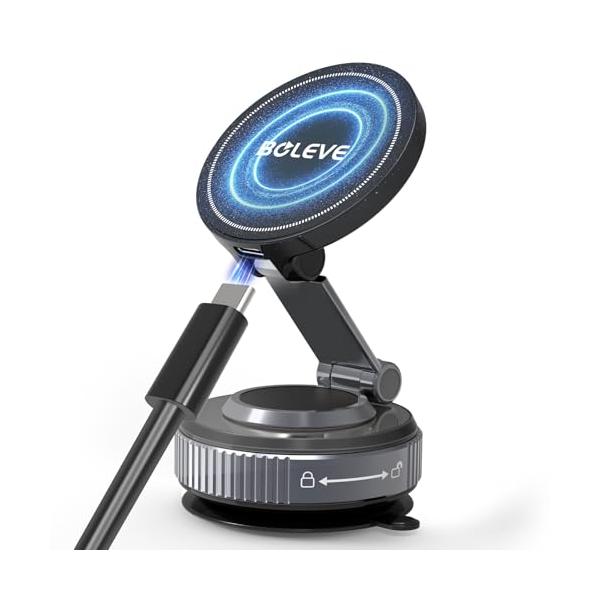 -/Medium/TY34・パッケージ個数:1・【ナノ真空吸盤＋急速ワイヤレス充電でどこでも安心固定】従来の吸盤や空調出風口タイプでは、運転中にスマホが落ちて困ったことはありませんか？ナノ真空吸盤搭載スマホホルダー車なら、ダッシュボードや側...