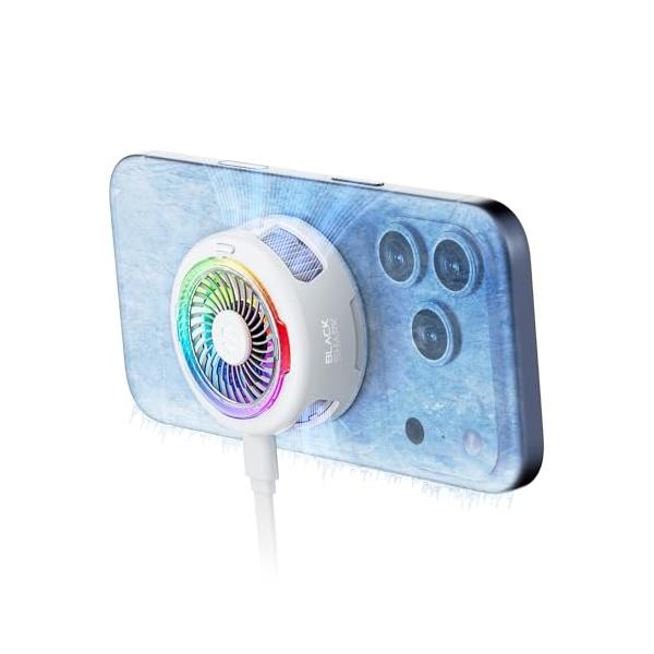 はくしょく FunCooler 6/-/BR60・Color:はくしょく FunCooler 6・パッケージ個数:1・【20Wパワー超高速冷却】Black Shark独自のICECOLD 2.0冷却システムを搭載したスマホクーラー、本体温度...