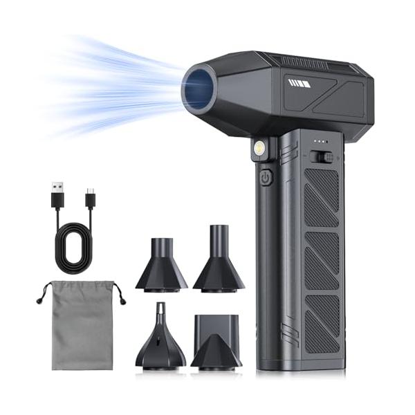 ブラック/小/CL09-01・【風速120m/s、250000RPM&amp;超強力噴射】業界初のダブルタービンファン技術を採用したこのエアダスターは、風量が2倍！超高速ブラシレスモーター搭載、風速120m/s、最大回転数250 000RP...