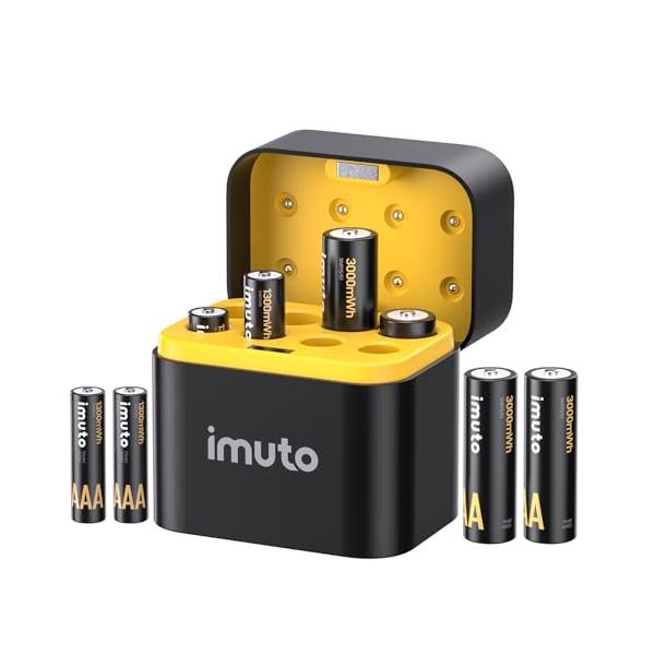-/単三＆単四充電池＋充電器/AA833AAA361・Size:単三＆単四充電池＋充電器・パッケージ個数:1・imuto 充電電池 単三充電池 単四充電池 リチウム充電池 1.5V 急速充電 単3電池（3000mWh*4）+単4電池（130...