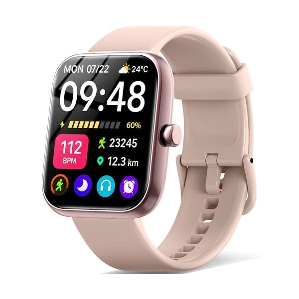 ローズゴールド（Rose Gold）/L/IDW25・Color:ローズゴールド（Rose Gold）・【Bluetooth 5.3通話＆メッセージ通知をもっと快適に】スマートウォッチは高性能マイクとスピーカーを内蔵しており、Bluetoo...