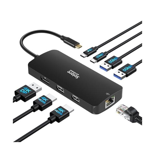 ブラック/8 in 1 2HDMI＋DP＋LAN/-・Size:8 in 1 2HDMI＋DP＋LANColor:ブラック・【8in1 USB C ドッキングステーション】この多機能ドッキングステーション hdmi 2つは2×4K HDMI...