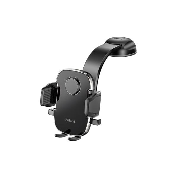 ダッシュボード強力吸盤フレキシブルロングアーム取付ブラック/-/PPH2512・Style:ダッシュボード強力吸盤フレキシブルロングアーム取付・パッケージ個数:1・スマホを押し当てるだけのワンタッチ開閉スマホホルダー・フレキシブルなロングア...