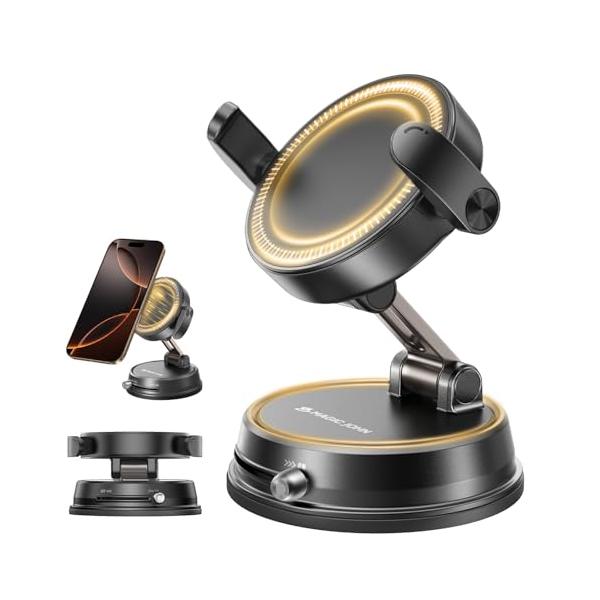 ブラック/-/MH-X11・Color:ブラック・【真空ゲル吸盤と磁力吸着】車載スマホホルダーの柔らかなベースはナノ級別真空ゲル吸盤が付き、瞬間真空吸着を実現可能です。吸引残留物なし、ホコリやゴミが入れにくいです。20個のN55磁石が内蔵さ...