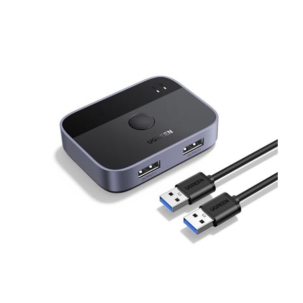 ブラックブラック/-/UGREEN 2-Port USB 3.0 Switch (35313)・パッケージ個数:1・【2台のPCで複数のデバイスを共有】 ： UGREEN 2入力2出力USB切替器は、キーボード、マウス、プリンタ、ウェブカメ...
