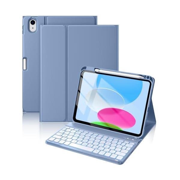 ライトブルー/-/KB-119・Color:ライトブルー・パッケージ個数:1・【互換モデル】iPad用 キーボード ケースは iPad (A16) 11インチ 第11世代2025 / iPad 第10世代 10.9インチ 2022 適用モデ...