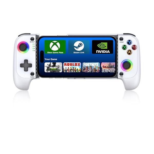 スマホに対応＆白/-/-・Color:スマホに対応＆白・【RGBとデッドゾーンのないワイヤレスiPhoneゲームコントローラー】'B+HOME'を押すだけで、Bluetooth経由でiPhoneとコントローラーを接続できます。この携帯電話用...