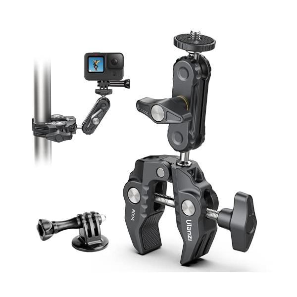 ・ブラック  R904・【高い安定性】一体型なので安定性が高くズレにくいです。クリップのシリコンパッドは接着剤ではなく、埋め込み式なので、より安定して滑りにくくなっています。・【多機能】クリップの最大開口量は2.3inch(60mm)で、ポ...