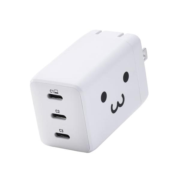 2)C×3ポートしろちゃん/-/EC-AC11267WF・Color:しろちゃんStyle:2)C×3ポートPatternName:1)充電器単体・パッケージ個数:1・3つの出力ポートを搭載。用途に合わせて接続先を使い分けられるから、スマー...