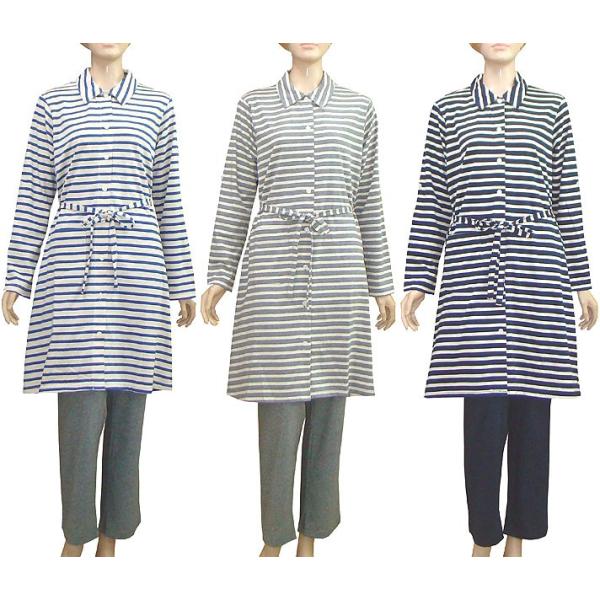 ソフトなT/C天竺ニット素材のボーダー柄マタイティパジャマママの声から生まれたうれしい便利な機能満載のマタニティ パジャマです。★ロールアップ機能付季節の変化や室内の温度のより長袖・ロールアップの使い分け。また点滴、洗い物時に便利★フロント...
