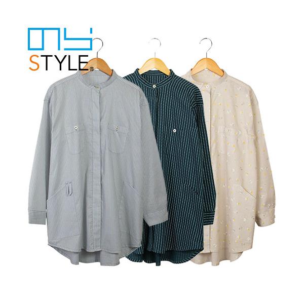 ◎配送方法：通常：宅配便（メール便不可商品）◎商品名：スタンドカラーロングシャツ◎メーカー：のらスタイル◎品番：NS-521◎素材：綿100％◎ブランド：のらスタイル◎仕様：フロントボタンは全て隠れるので引っ掛かりの心配がなく見た目スッキリ...