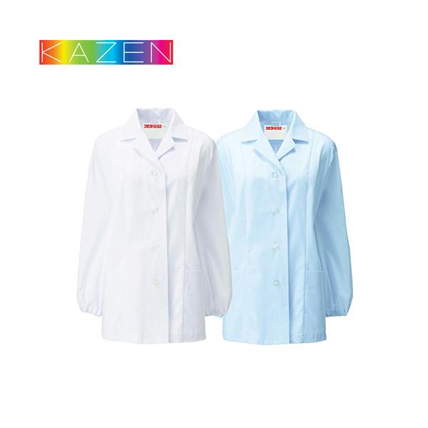 ◎配送方法：通常：宅配便（メール便不可商品）◎商品名：女子衿付調理衣 長袖◎メーカー：KAZEN(カゼン)◎品番：335-30、335-31◎規格：O-157対応制菌加工◎素材：ブロード（ポリエステル65％・綿35％）◎機能：制菌、吸汗◎仕...