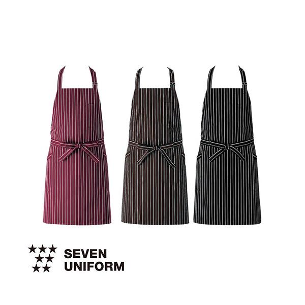 ◎配送方法：通常：宅配便（メール便不可商品）◎商品名：胸当エプロン◎メーカー：セブンユニフォーム◎品番：WT7815-2、WT7815-6、WT7815-9◎素材：先染めストライプ[ポリエステル65%・綿35%]◎仕様：ポケット(2)、ペン...