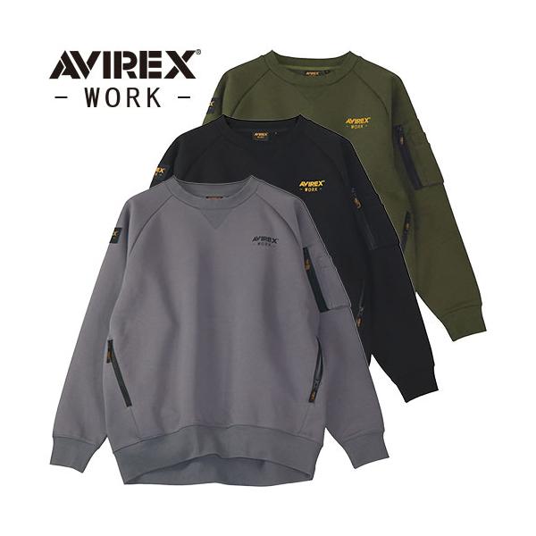 ◎配送方法：通常：宅配便（メール便不可商品）◎商品名： AVIREX WORK スウェットシャツ◎メーカー：avirex（アヴィレックス）◎品番：AV403◎素材：表地：ポリエステル68％・綿32％、リブ：綿97％・ポリウレタン3％◎ブラン...