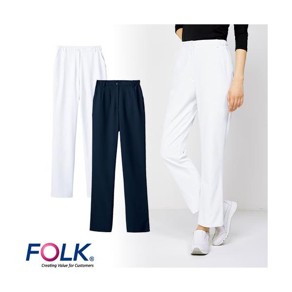 ◎配送方法：通常：宅配便（メール便不可商品）◎商品名：ストレートパンツ(脇ゴム)◎メーカー：FOLK(フォーク)◎品番：6014SC-1、6014SC-17◎商品説明：スクラブにフィットする「動きやすく合わせやすい」レディースストレッチパン...