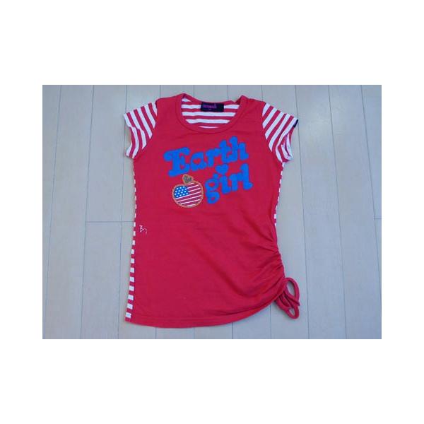 アースマジック EARTH MAGIC アウトレット 子供服 女の子 女 女子 Tシャツ プルオーバー カットソー 130cm ★3 赤 袖 後ろ ボーダー 半袖 春 夏 ガールズ 女児 キッズリサイクル ブランド 子供服 子ども服 こども...