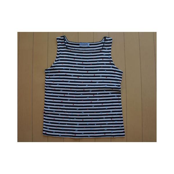 ポンポネットジュニア pom ponette junior  子供服 女の子 M 150cm タンクトップ 紺 白 ボーダー 春 夏 ★3  トップス ガールズ  キッズ ジュニア   古着リサイクル ブランド 子供服 子ども服 こども服 ...